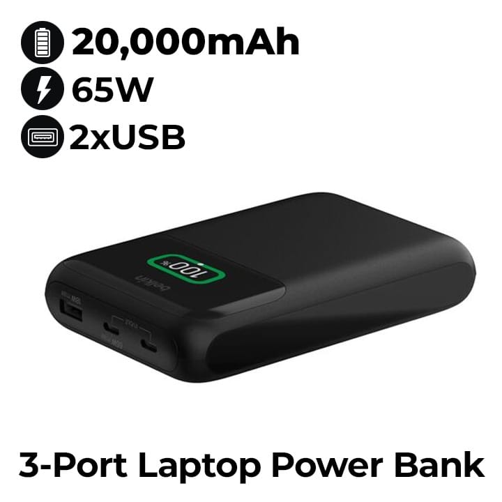 Buy BELKIN BoostCharge Pro 3-Port Laptop Power Bank Up to 65W, 20K ...