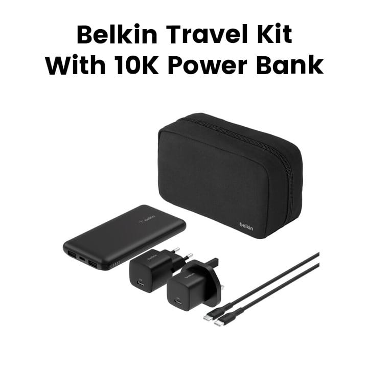 Buy Belkin Travel Kit with 10 K Power Bank + 25 W UK Wall Charger + USB ...