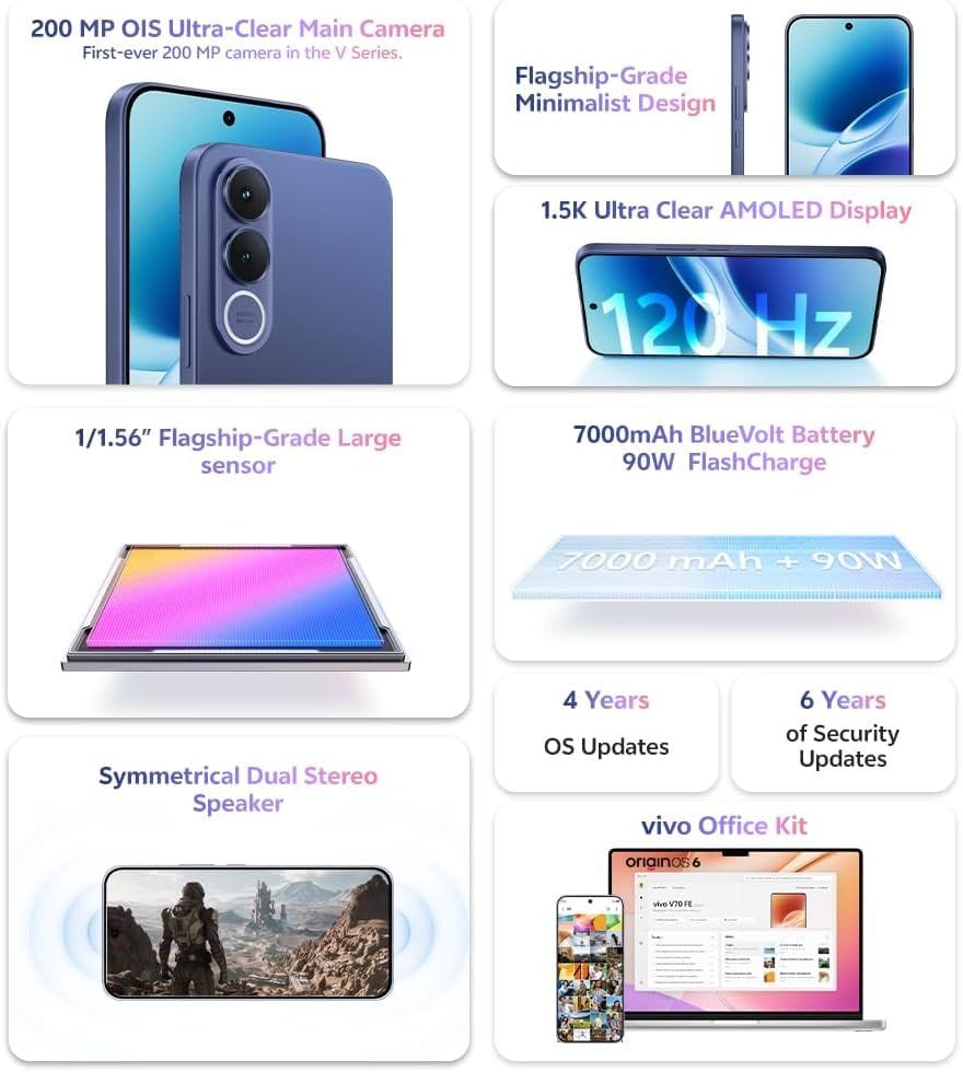 vivo V70 FE 5G - 12GB, 256GB, AMOLED Display