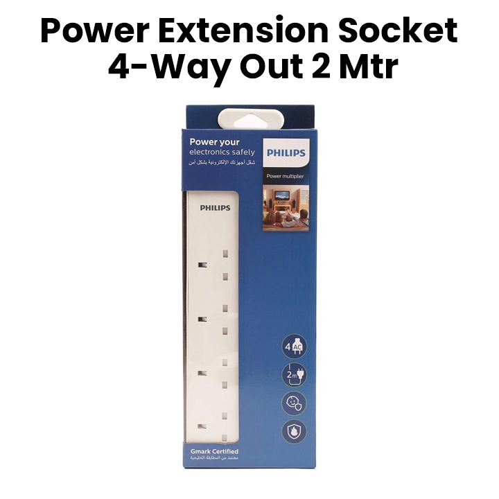 Buy Philips 4-Way Outlet Extension Socket With BS Plug And 2Mtr Power ...