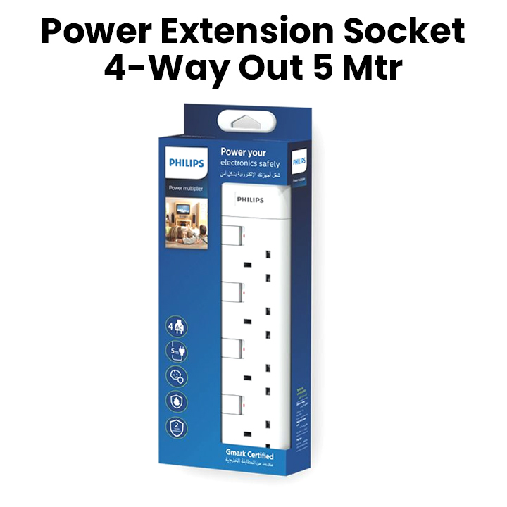Buy Philips 4-Way Outlet Extension Socket Individual Switch UK Plug ...