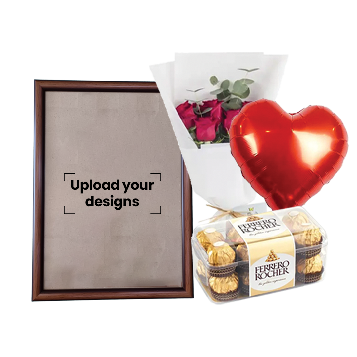 Buy A3 Photo Frame Bundle (Personalized Caramel Photo Frame, Flowers ...