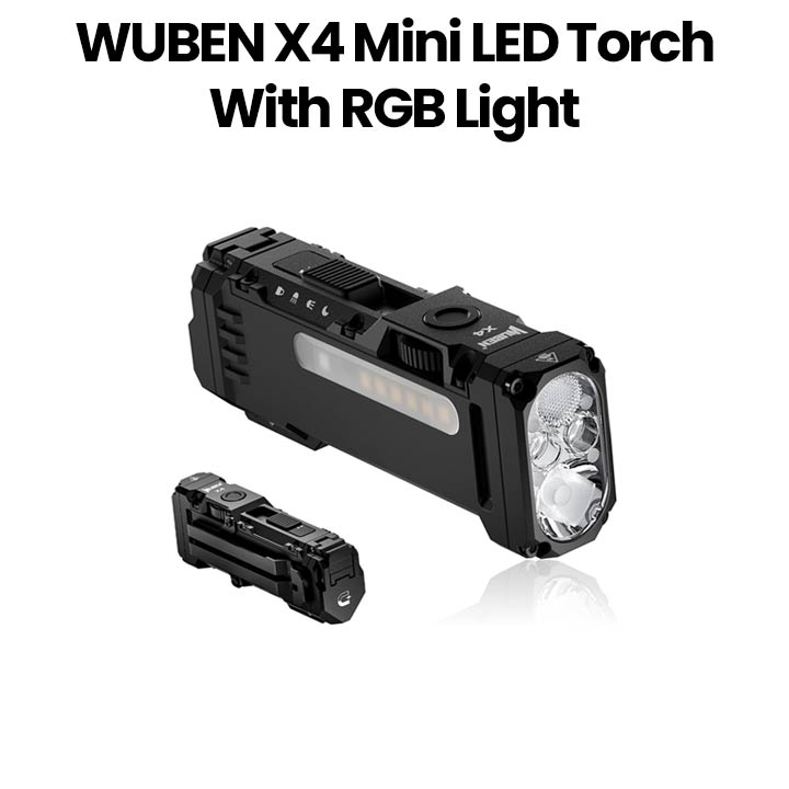 Buy Wuben X4 Mini LED Torch with RGB Light, Rechargeable 1500 Lumens ...
