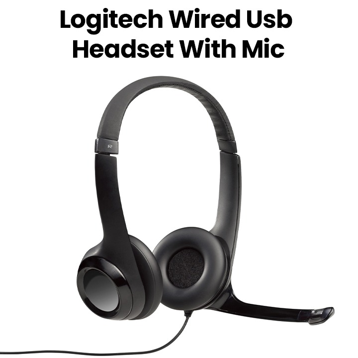 Buy Logitech H390 USB Headset with Noise-Cancelling Wired Mic Black ...
